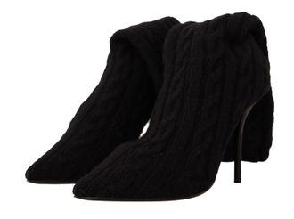 Dolce & Gabbana Womens Black Stretch Socks Knee High Booties Shoes Fabric