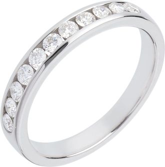 Edenly Trauring zur Hälfte mit Diamanten besetzt in Weissgold - Kanalfassung - 0.4 Karat - 11 Diamanten