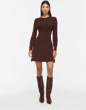 Vila Minikleid VIKERRY O-NECK L/S CABLE KNIT DRESS NOOS aus Materialmix mit Viskose