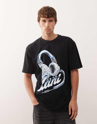Karl Kani T-shirt oversize à imprimé casque devant et au dos - Noir