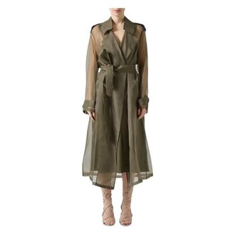Federica Tosi Femme, Manteaux, Vert, Taille: 36 FR Trench en organza