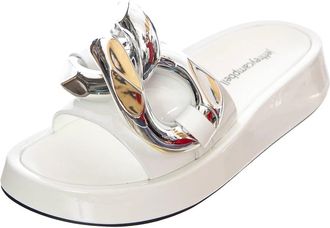 Jeffrey Campbell Femme, Chaussures, Blanc, Taille: 38 EU Slider en cuir verni &agrave; profil bas