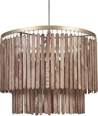 Beliani H&auml;ngeleuchte KAVERI Mango Holz Braun