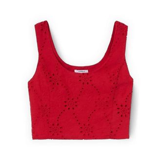 Motivi Broderie Anglaise Crop Top - - Tops - Damen - Rot - S