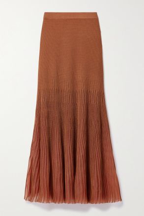 Ulla Johnson Jupe Midi En Mailles Côtelées À Finitions En Tulle Emilia - Rouge