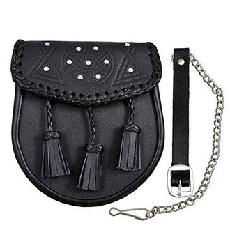 Shyne Kilts U.K Aokitec Kilt Sporran Sac Banane Noir Cuir