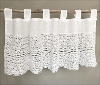 Heimtexland Häkelspitze Deko Bistrogardine Baumwolle Weiß Häkelborte Landhaus Gardine Häkelgardine Typ793 Scheibengardine 45 x 120 cm