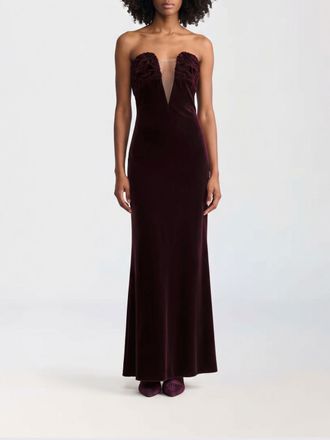 Giorgio Armani Robe longue en velours &agrave; encolure en caur et &eacute;paules d&eacute;nud&eacute;es