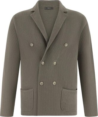 Boggi Milano double-breasted knitted jacket - Grau