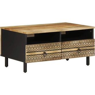 vidaXL Table basse noir 80x54x40 cm bois massif de manguier brut Vidaxl