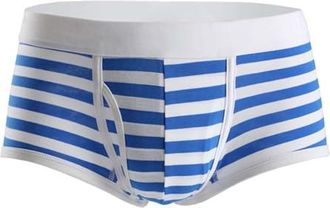 Generic Saint Valentin sous Vetement Slips Shorty Fin Français Mariner Qualité Jersey Gainant Push Merino G Échancré Vente Sensuel Elastique Père Rayé Hernie 