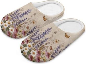 Coloranimal Chaussons de spa pour invit&eacute;s - Jetables et r&eacute;utilisables - Antid&eacute;rapants - Bout ferm&eacute;, Papillon marguerite lavande, 38.5/39.5 EU