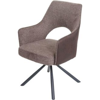 Hhg Esszimmerstuhl HHG-651, Küchenstuhl Lehnstuhl, drehbar Auto-Position, Stoff/Textil MVG braun-dunkelbraun