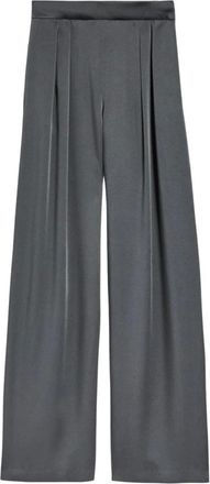 Max Mara Femme, Pantalons, Gris, Taille: 38 FR Pantalon Palazzo en Satin et Envers