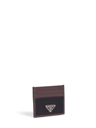 Prada Mens Black And Coffee Re-Nylon Leather Card Holder Black-Coffee Recycled Polyamide Wallets & Cardholders Black/coffee