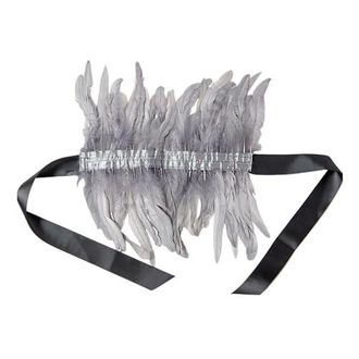 Generic &Eacute;charpe 2026 pour femme style gothique avec plumes Noir Accessoire de bal de fin dann&eacute;e, d&eacute;corations de costume, gris, Taille unique