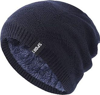 Generic Chapeaux dhiver en coton tricot&eacute; de couleur unie pour homme, chapeau chaud tricot&eacute; pour la course &agrave; pied, le sport, chapeau tricot&eacute; en coton pour homm