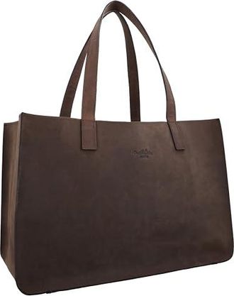 Gusti Sac de shopping en cuir Agatha - Grand sac en cuir pour luniversit&eacute; et le bureau - Grand sac de shopping pour femme avec compartiment secret AirTag et