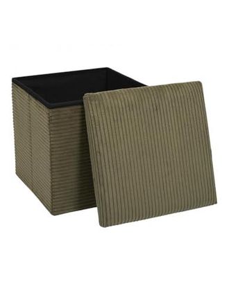 The Home Deco Factory HD0550 Coffre Pouf Pliable Patchwork C&ocirc;tel&eacute; - Rangement & Assise Confortable, Design &Eacute;l&eacute;gant, Salon ou Chambre, Beige, Gris, Rouge, Vert, 38x38 cm