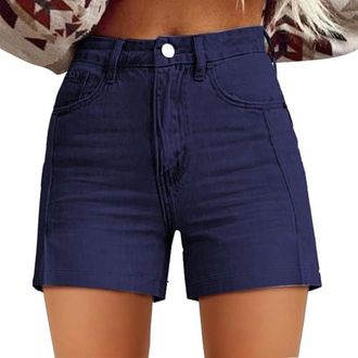 Generico Short court pour femme en jean large, short en denim sexy extensible bermudas avec poches d&eacute;t&eacute; d&eacute;contract&eacute; court push up vintage hotpants &agrave; la mode po