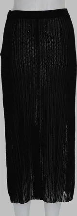 Maison Margiela Womens Midi Skirt Ribbed Knit Black Polyester