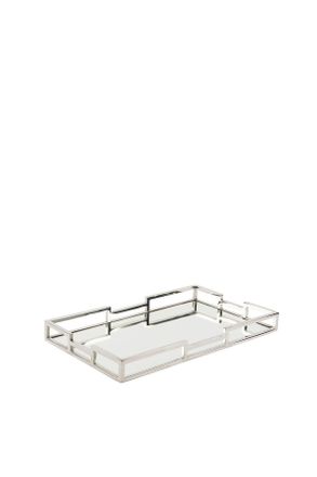 Fink Dekotablett, Silber, Metall, Glas, rund, 40x5x25 cm, Dekoration, Dekoartikel, Dekoteller & -tabletts