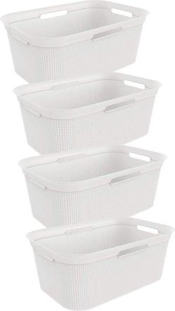 Rotho Brisen 4er-Set W&auml;schekorb 40l, Kunststoff (PP) BPA-frei, weiss, 4 x 40l (59.6 x 39.6 x 23.2 cm)