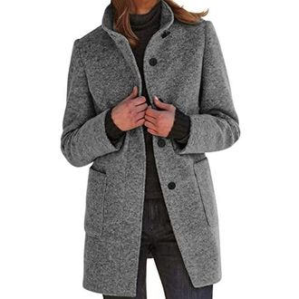 Generic Cocila Femmes Laine Cardigan Manteaux Avec Poches Dames Longue Veste Manteau Solide D&eacute;Contract&eacute; Ouvert Devant V&ecirc;Tements Dext&eacute;Rieur Boutons (Grey Xxl) 