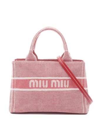 Miu Miu sac à main en jean à logo (années 2010) - Rouge