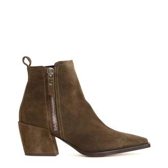 AGL Stiefel - Green Suede Ankle Boots With Zip Closure - Gr. 36,5 (EU) - in Gr&uuml;n - f&uuml;r Damen