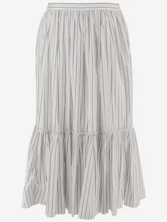 Jil Sander Womens Skirt Striped Cotton White