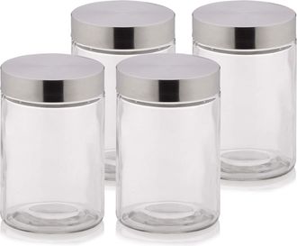 KELA Glas Vorratsdosen mit Deckel BERA, 4 St&uuml;ck, Vorratsglas 1,2 L, Meal Prep Boxen, Vorratsgl&auml;ser Set rund, Glasbeh&auml;lter mit Deckel