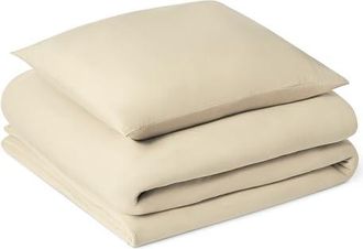 Amazon Basics Vorgewaschenes Mikrofaser-Bettwäsche-Set, extra weich, natürlicher Knitter-Look, bügelfrei, 2-teilig, Einzelbett, Bettbezug 135 x 200 cm & Kissenbezug