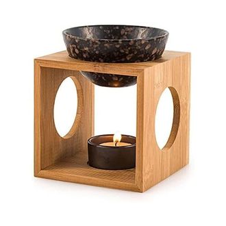 Pajoma Duftlampe Fire aus Bambus/Keramik, L 12 x B 12 x H 12,5 cm