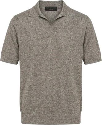 FILIPPO DE LAURENTIIS Homme, Tops, Gris, Taille: M Polo en Lin et Coton M&eacute;lange