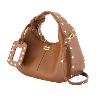 Ganni Mini Studs Shoulder Bag - Brown
