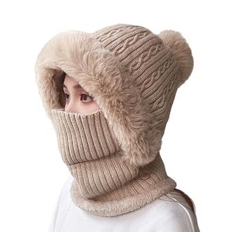 Generic Bonnet dhiver en tricot pour femme - Doublure en polaire pour temps froid, cache-oreilles thermique coupe-vent, mat&eacute;riau doux et extensible | ski, sno