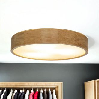 Licht-Erlebnisse Plafonnier en bois rond &oslash; 47 cm 3x E27 Salon Chambre &agrave; coucher