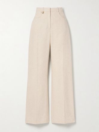 Jacquemus Pantalon Droit En Tissu Sauge - Neutres