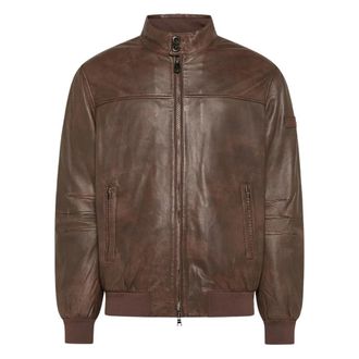 Peuterey Vintage-Effekt Leder Bomberjacke - - Jackets - Herren - Braun - M
