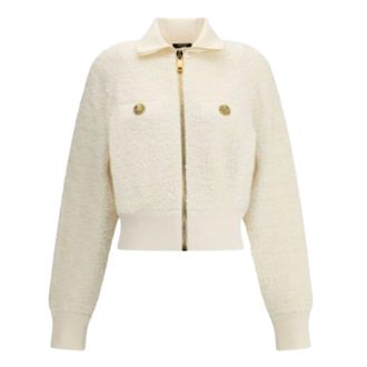 Balmain Femme, Pulls, Blanc, Taille: 38 FR Veste Bomber en Tweed