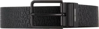 A|X Armani Exchange unisex, Accessoires, Bleu, Taille: ONE Size Ceinture en cuir lisse avec boucle carr&eacute;e