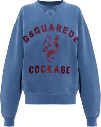 Dsquared2 Femme, Sweatshirts et sweats &agrave; capuche, Bleu, Taille: 40 FR Logo SweaT-shirt