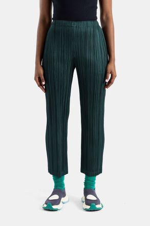 Pleats Please Issey Miyake Womens Thicker Bottoms 2 Pleated Fir Green Trousers