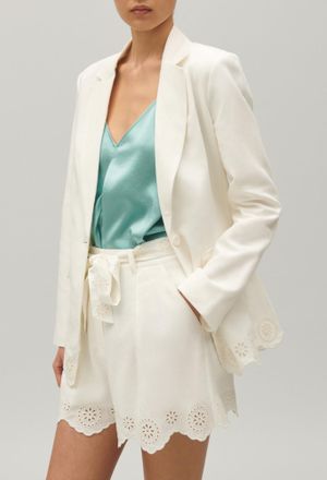 Claudie Pierlot Veste tailleur lin m&eacute;lang&eacute; &eacute;crue