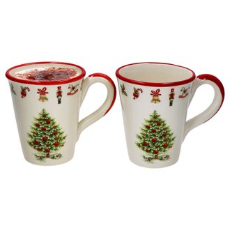 MamboCat Maestro Natale 2er Set Kaffeebecher I 340ml, H&ouml;he 12cm I italienische Keramik-Becher mit Henkel f&uuml;r 2 Personen I Tassen mit Weihnachtsdekor f&uuml;r Gl&uuml;hwe