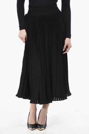 Alaia Ribbed Knit Flared Skirt with Animal Print Alaia