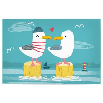 artboxONE Poster 30x20 cm F&uuml;r Kinder M&ouml;wen Freunde hochwertiger Design Kunstdruck - Bild m&ouml;we Hafen Herz