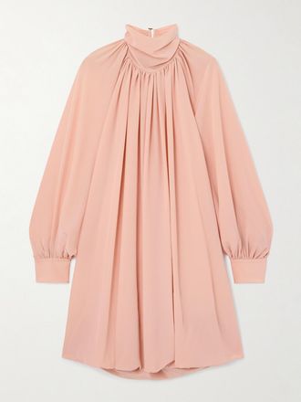 Stella McCartney R&uuml;ckenfreies Minikleid Aus Cr&ecirc;pe De Chine Aus Seide Mit Raffungen - Pink