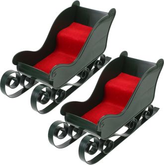 DOITOOL 2 St&uuml;ck Weihnachtsschlitten Dekorationsset aus Robustem Material mit S&uuml;&szlig;igkeitenbeh&auml;lter Festliche Tischdeko f&uuml;r Wohnzimmer und Schreibtisch